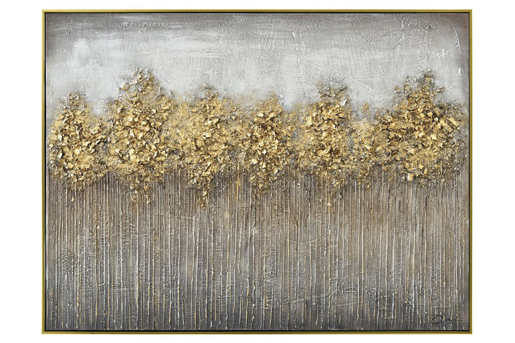 MODERN HEAVY GOLDEN TREES 80X100 HANDMADE/FRAMED - Mallouppas Group